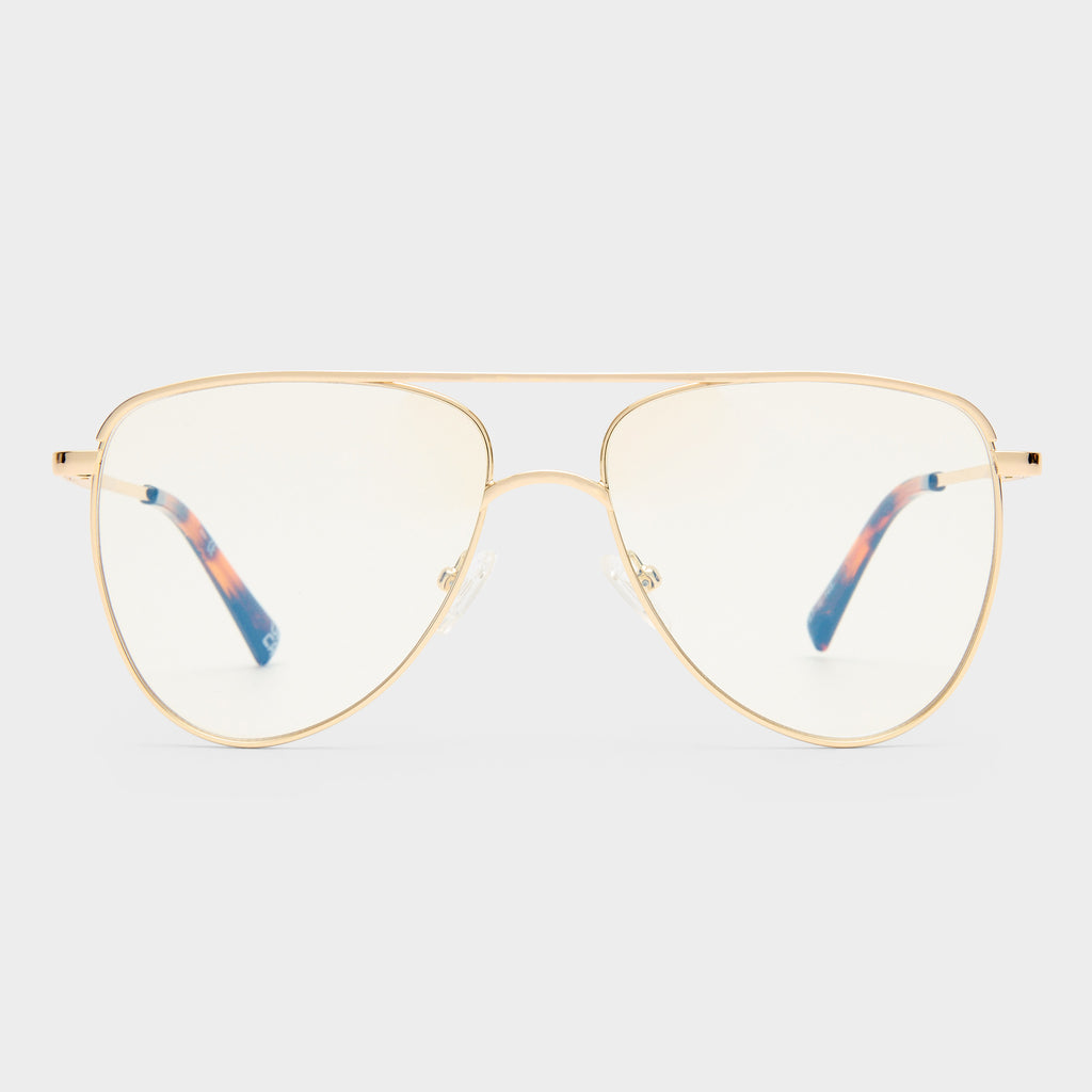 The Duke Gold Uni-Sex Aviator Blue Light | Le Specs