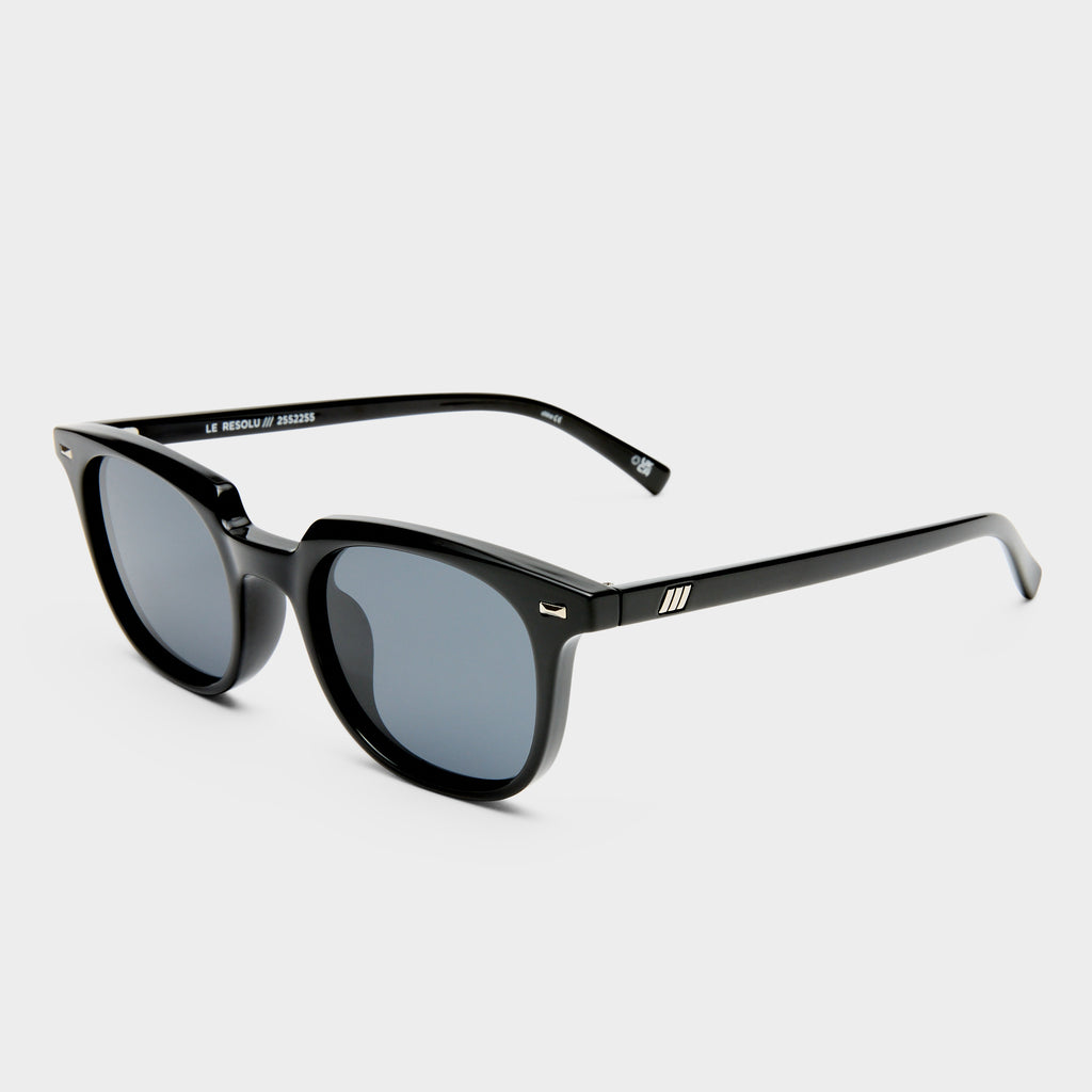 Le Resolu Black Uni-Sex Round Sunglasses | Le Specs