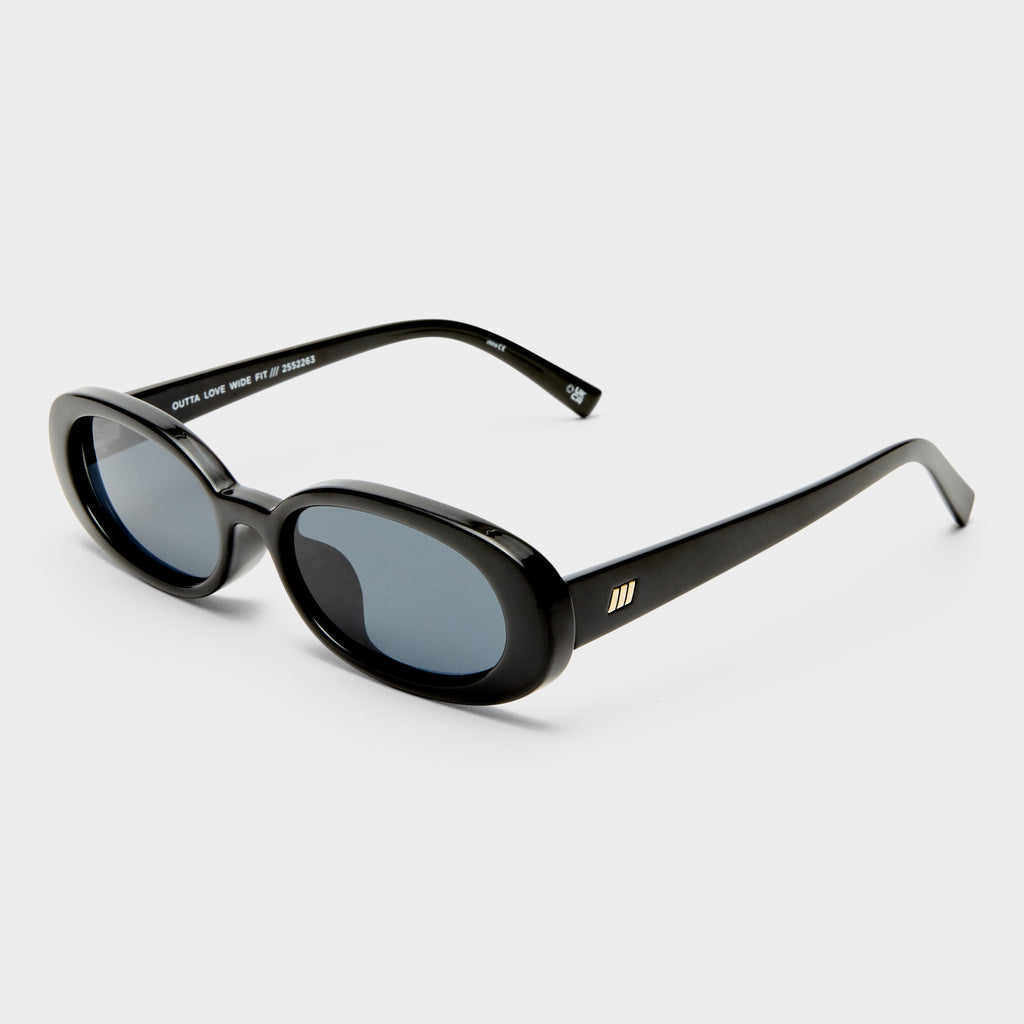 Outta Love Wide Fit Black Uni-Sex Oval Sunglasses | Le Specs