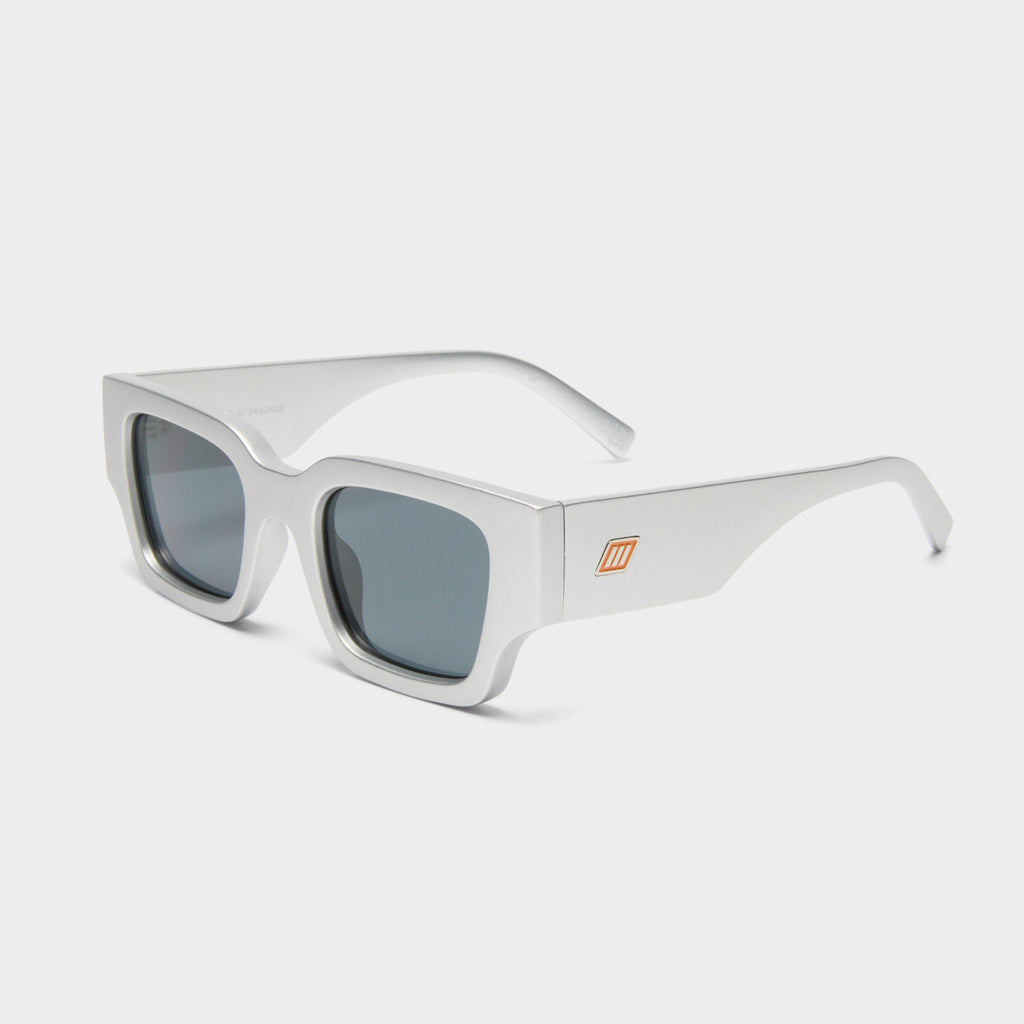Atlantis Matte Silver Uni-Sex Rectangle Sunglasses | Le Specs