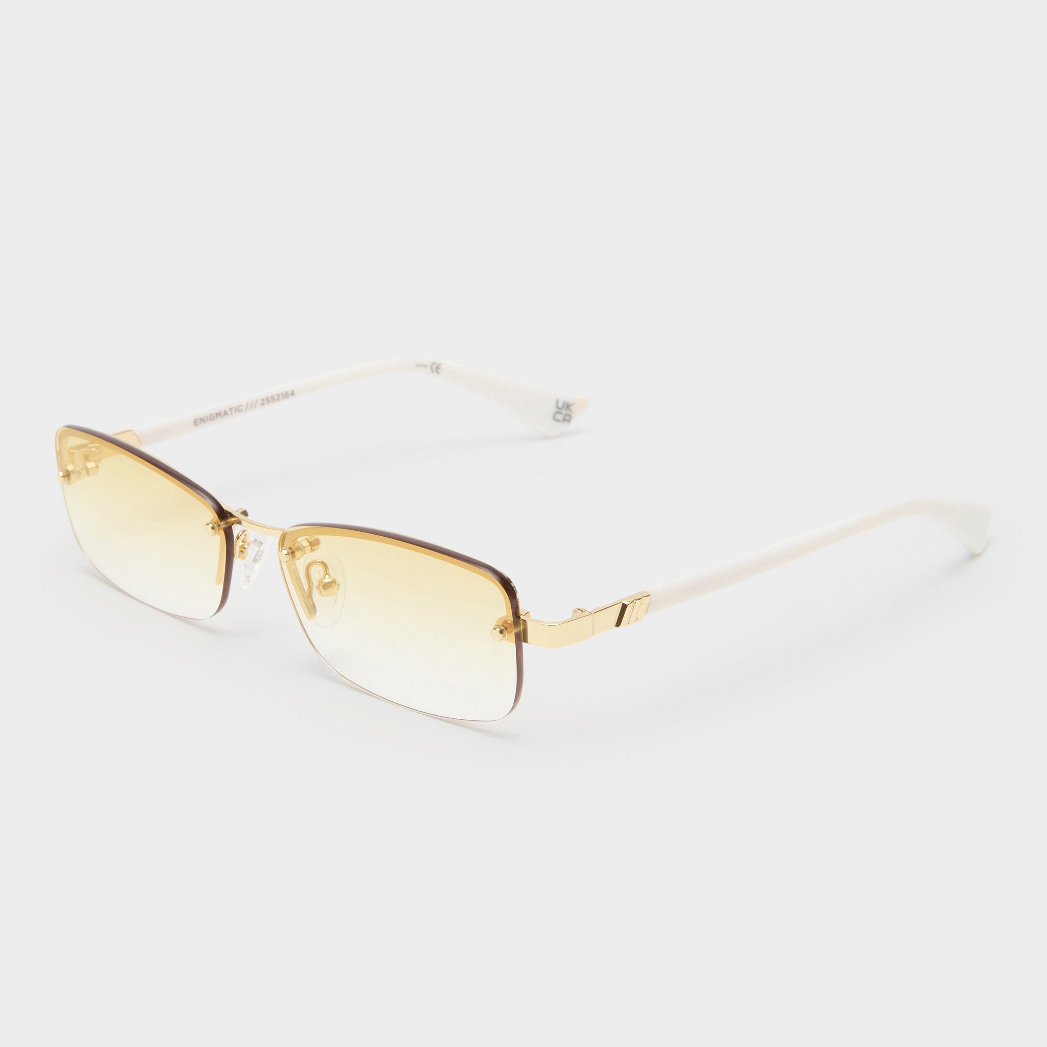 Enigmatic Gold Ivory Female Rectangle Sunglasses | Le Specs