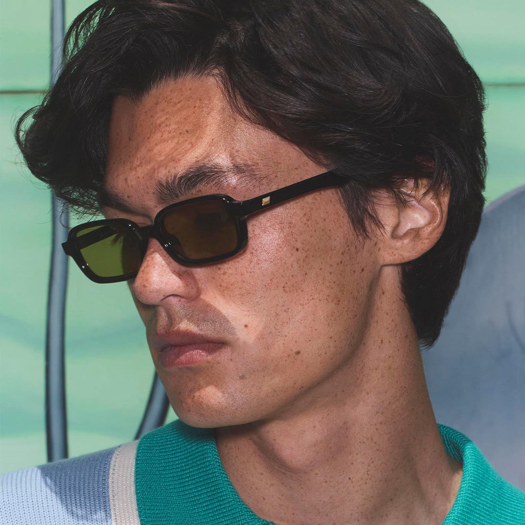 Pilferer Black Olive Mono Uni-Sex Rectangle Sunglasses | Le Specs