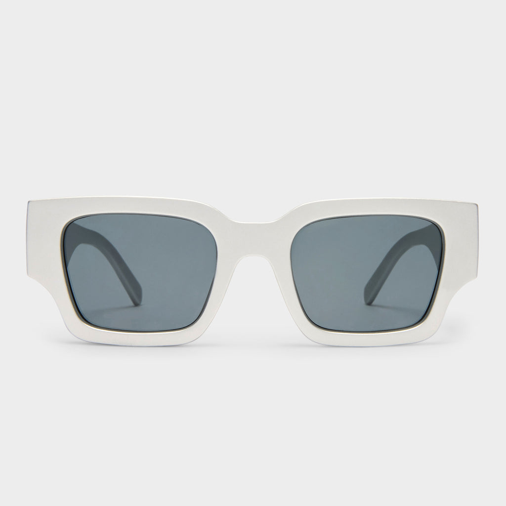 Atlantis Matte Silver Uni-Sex Rectangle Sunglasses | Le Specs