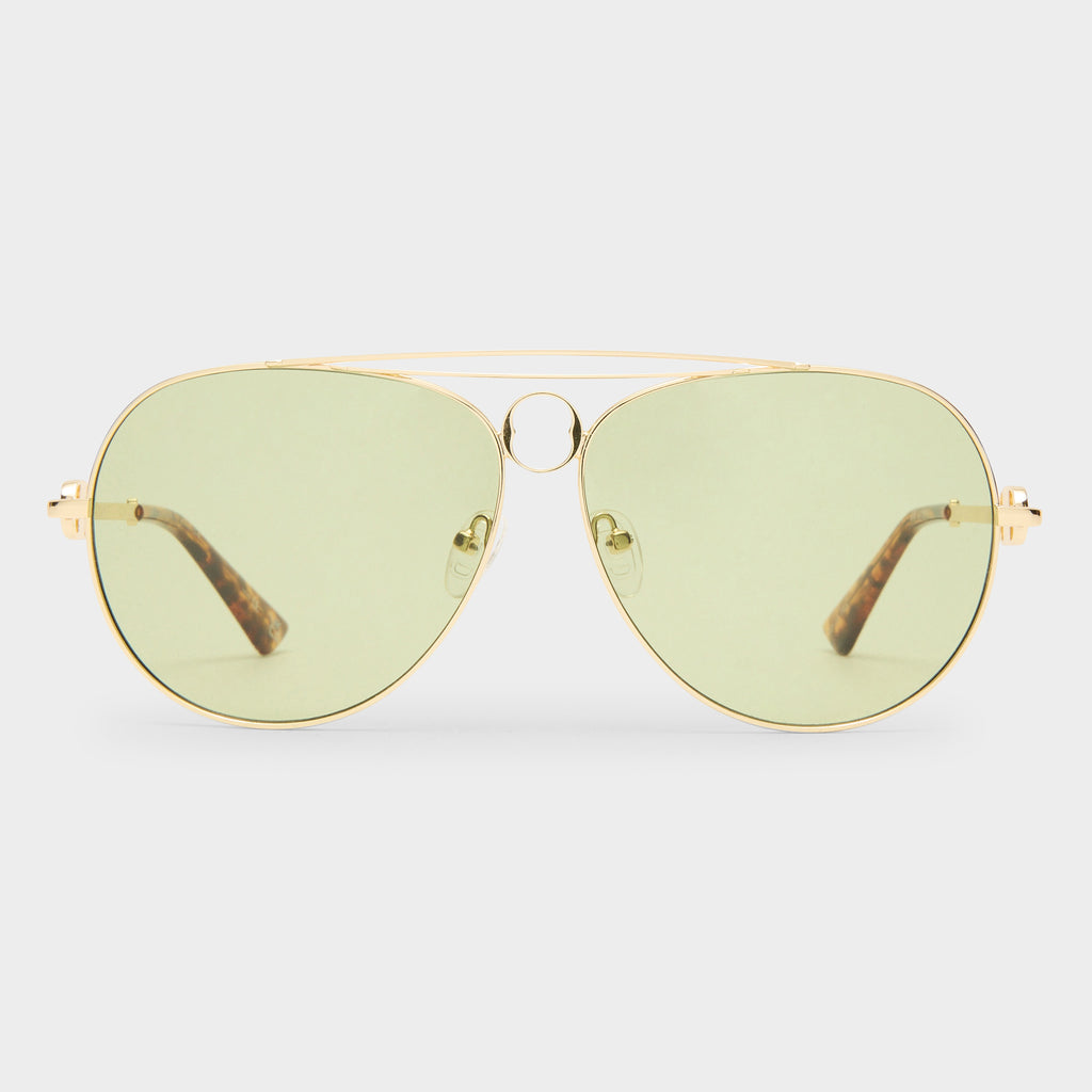 Abracadabra Bright Gold Female Aviator Sunglasses | Le Specs