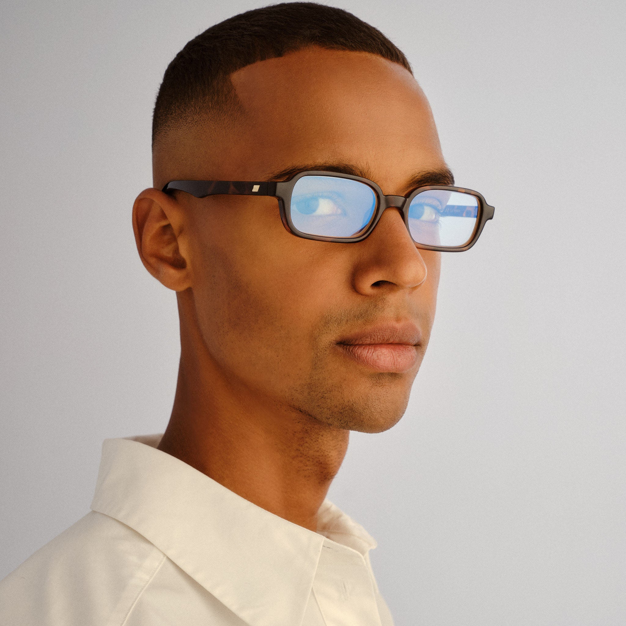 Pilferer Tort Uni-Sex Rectangle Blue Light | Le Specs